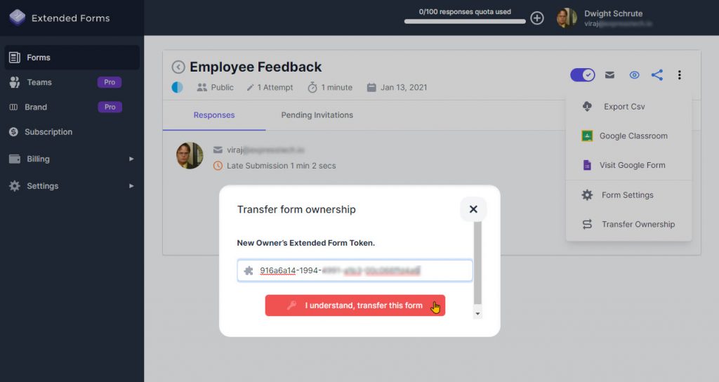 How to Transfer Extended Form Ownership – Documentation