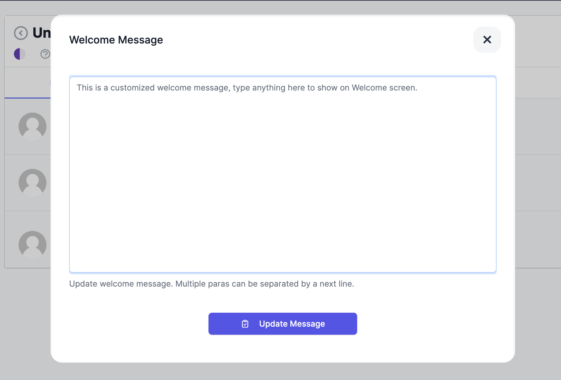 How to Customize Welcome Message – Documentation