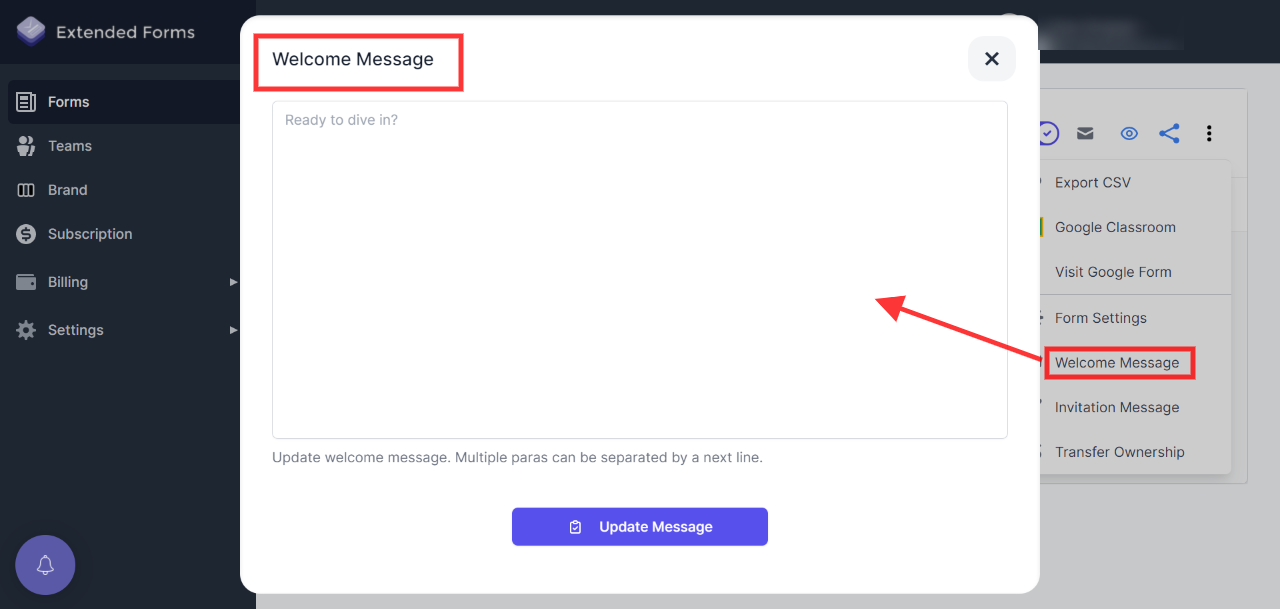 How to Add Welcome Message/Invitation Message – Documentation